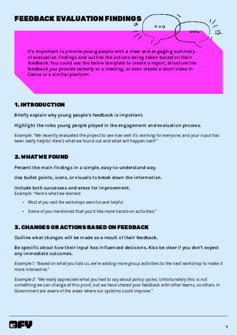 Mini guide 8: Feedback evaluation findings - Office for Youth, Australian Government